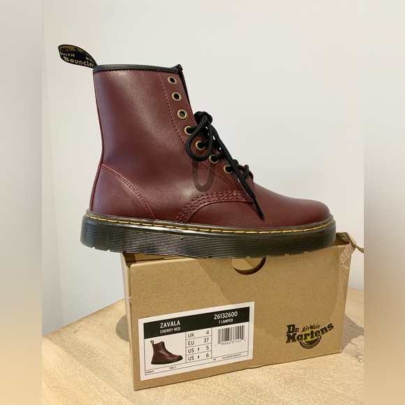 Dr. Martens | Shoes | New Dr Martens Zavala Cherry Red Combat Boots ...